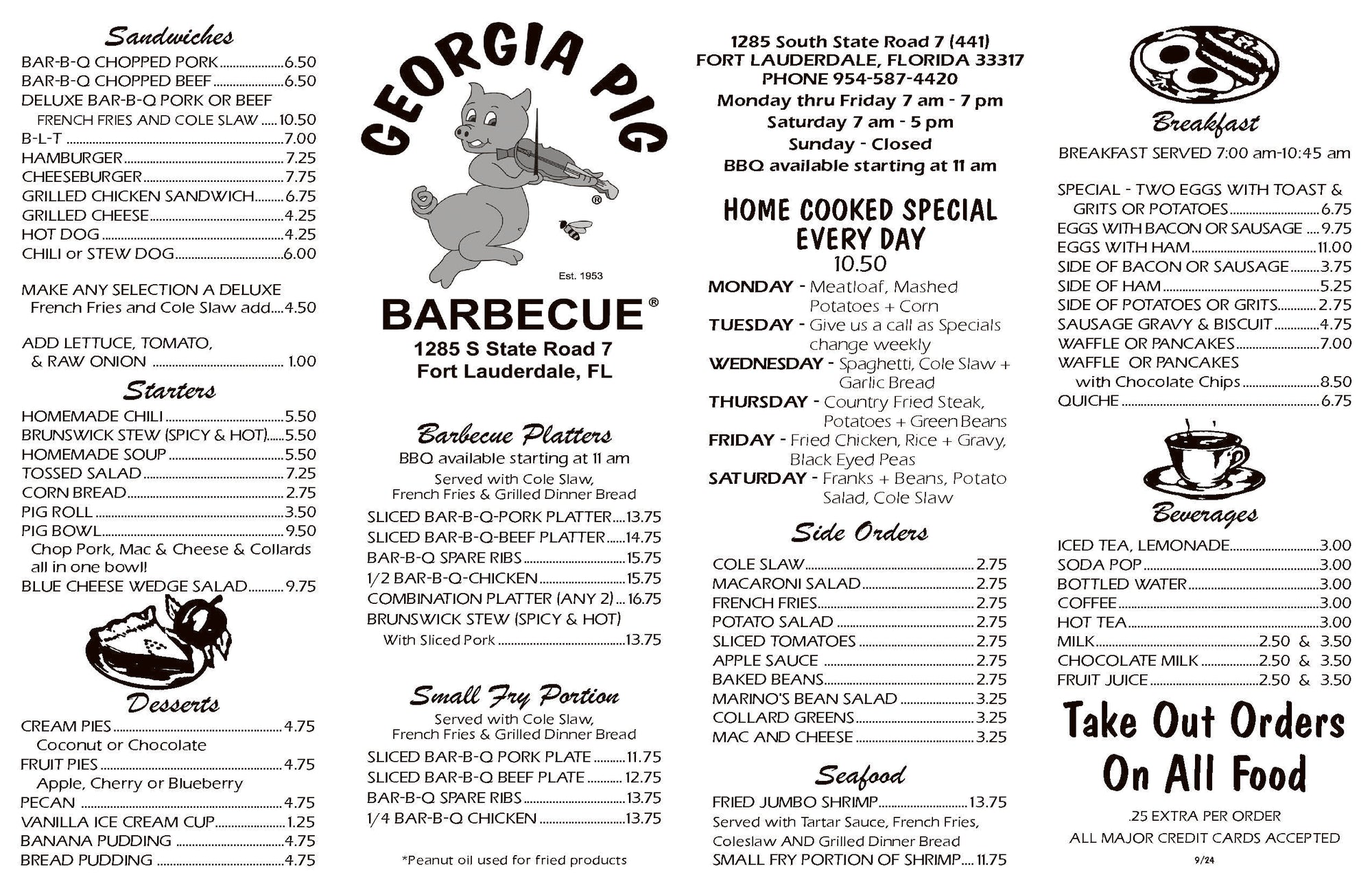 Menu – The Georgia Pig